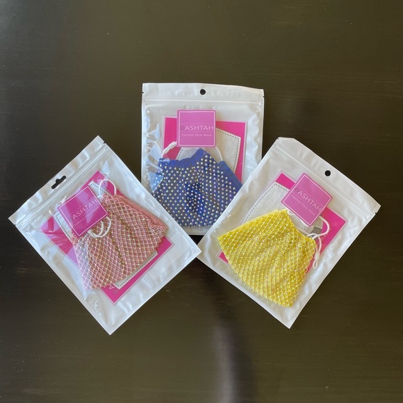 Ashtah | Accessories | Set Of 3 Sparkling Face Masks | Poshmark